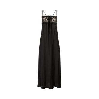 Chlo&eacute; Maxi-Slip-Kleid mit Spitzenbesatz - - Dresses - Damen - Schwarzk - S