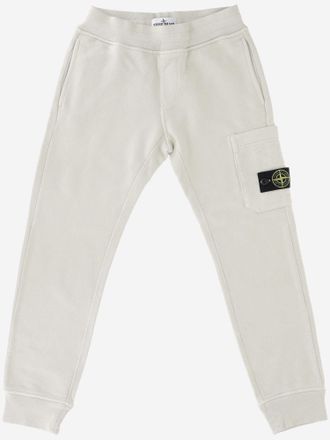 Stone Island Boys Kids Cotton Joggers White Trousers