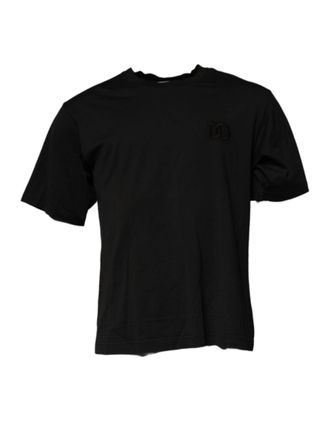 Dolce & Gabbana Mens Black Dg Logo Cotton Crew Neck T-Shirt
