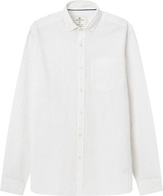 Springfield Herren Camisa Seersucker Strypes Hemd, Marineblau, XL