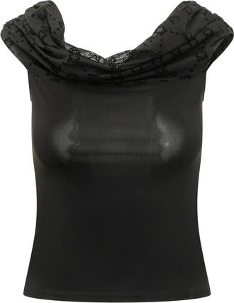 Marine Serre Femme, Tops, Noir, Taille: 36 FR Off Shoulder Draped Top