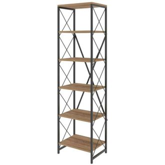 Dmora B&uuml;cherregal Dpoll, B&uuml;roregal, Mobiler Buchhalter, B&uuml;cherbrett, 50x30h180 cm, Eiche und Schwarz - Dmora