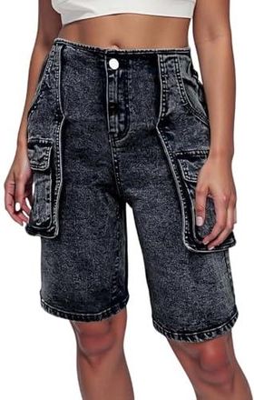 Generic Short Femme Jean Et&eacute; D&eacute;contract&eacute; pour Femme Pantalon Court Sexy avec Boutons Shorts D&eacute;contract&eacute;s pour Femmes pour Le Travail, L&eacute;t&eacute;, Le Quotidien