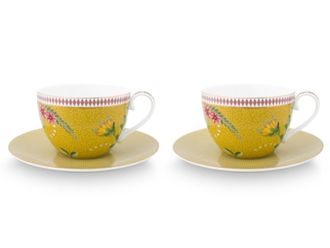 Pip Studio La Majorelle Tasse mit Untertasse gelb 0,28 l Set2
