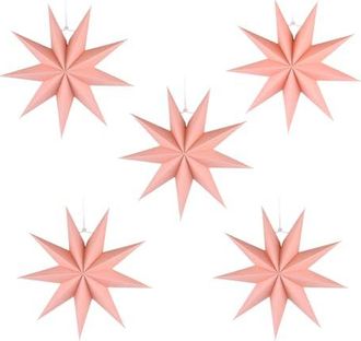 Chen Yu Etoile Papier a Suspendre 5 Pi&egrave;ces Christmas Decoration Pink9 Points &eacute;toiles Pliantes de No&euml;l 30 cm &eacute;toile de No&euml;l en 3D D&eacute;coration de Fen&ecirc;tre de Salo