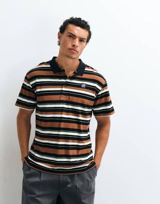 Santa Cruz Felix stripe polo &agrave; manches courtes &agrave; rayures noir/marron