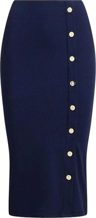 Ralph Lauren Jupe midi c&ocirc;tel&eacute;e - Femme - Jupes - Bleu - Taille: 38 FR