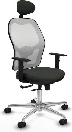 Piqueras y Crespo Bequemer Schreibtischstuhl aus Netzstoff, verstellbar, mit schwarzen Armlehnen, h&ouml;henverstellbare Lendenwirbelst&uuml;tze und festes Kopfteil, ausgestattet