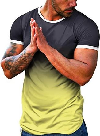 Generic Haut d&eacute;grad&eacute; pour homme &agrave; col rond 2025 - T-shirt d&eacute;contract&eacute; tendance - T-shirt ample - Pour sortie sportive et danniversaire - Joli t-shirt &agrave; manche