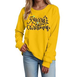 Generic Pull de No&euml;l pour femme avec imprim&eacute; sapin de No&euml;l - Grande taille - Haut &agrave; manches longues - Coupe ample - Doux et confortable - Pull amusant pour fe