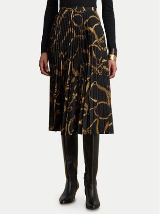 Lauren Ralph Lauren Faltenrock 200P14015001 Schwarz A-Line Fit