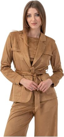 Kocca Femme, Vestes, Brun, Taille: 38 FR Giacca effetto suede tasche e cintura