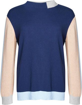 Lind Femme, Pulls, Bleu, Taille: 46 FR Tricot &agrave; col rond