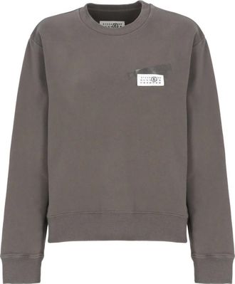 Maison Margiela Femme, Sweatshirts et sweats &agrave; capuche, Gris, Taille: 40 FR Taped Label SweaT-shirt