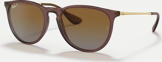 Ray-Ban Erika Classic - Phantos - Polarisierte Sonnenbrille in transparentem Dunkelbraun mit braunen Gl&auml;sern
