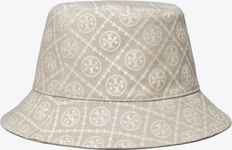 Tory Burch Damen Fischerhut mit T-Monogramm und kurzer Krempe in Wei&szlig;