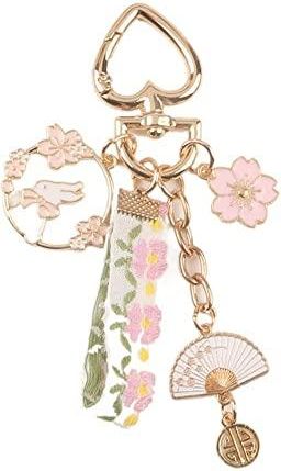 Generic Porte-cl&eacute;s de style cor&eacute;en, porte-cl&eacute;s lapin de dessin anim&eacute;, porte-cl&eacute;s en alliage floral de lapin, d&eacute;coration de sac &agrave; dos en alliage, rose, S