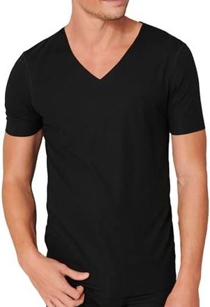Schiesser Laser Cut V-Neck Maillot de Corps sous-vêtement, Noir, L Homme