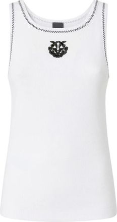 Pinko Pinko, Femme, Tops, Blanc, Taille: 40 FR D&eacute;bardeur sans manches &agrave; &eacute;cusson brod&eacute;