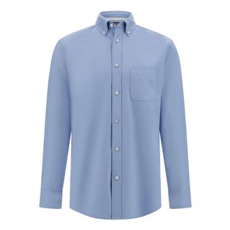 Boggi Milano Homme, Chemises, Bleu, Taille: S Chemise Oxford en Coton Coupe R&eacute;guli&egrave;re