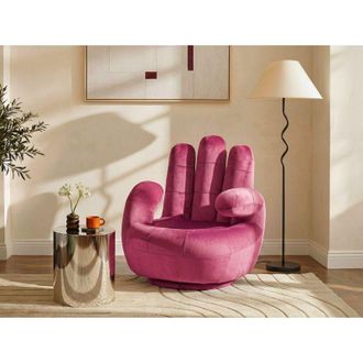 Vente-Unique Fauteuil main pivotant CATCHY en velours - Fuchsia