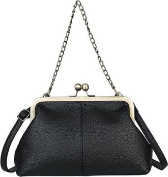 Generic Sac &agrave; bandouli&egrave;re pour femme en polyur&eacute;thane avec cha&icirc;ne &agrave; clip pour un usage quotidien et sac &agrave; main de voyage, Noir, 480.00x260.00x220.00mm/18.9x10.