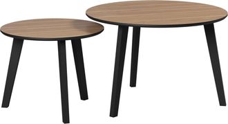 Trendteam Ronin - Couchtisch - Eiche/Schwarz lackiert - 2er Couchtisch-Set rund - (BxHxT) 50 x 39 x 50/70 x 45 x 70 cm - 2 Satztische - F&uuml;&szlig;e aus Massivholz