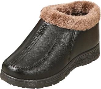 Generic Bottines Pour Femme dHiver Plates Doubl&eacute;s en Peluche Chaude Slip-on Bottes De Neige Antid&eacute;rapantes L&eacute;g&egrave;res Confortables Chaussures Femme Automne Hiver