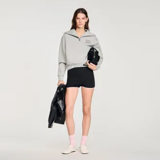 Sandro Gerippte Shorts mit Perlenstickerei