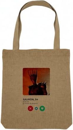 Fabulous Sac Shopping Tote Bag Aspect Lin - Sauron R&eacute;seau Social Rencontre Amour - Sac de Courses Toile Epaisse 360g Beige Naturel Cabas Port&eacute; Epaule Solide Im