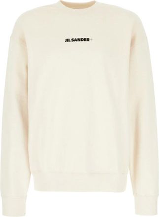 Jil Sander Homme, Sweatshirts et sweats &agrave; capuche, Beige, Taille: M Logo SweaT-shirt