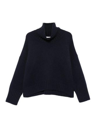 Soft Goat Pull Col Roul&eacute; - Bleu Fonc&eacute;