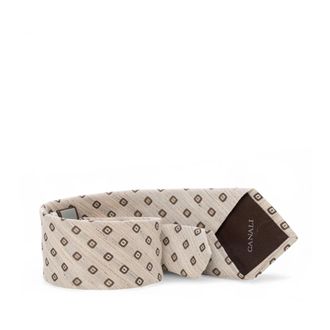 Canali Tile Micro Print Tie - - Accessories - Herren - Beige - ONE SIZE