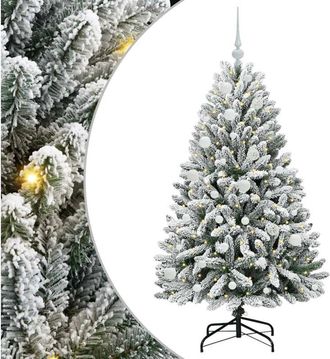vidaXL K&uuml;nstlicher Weihnachtsbaum Gr&uuml;n und Wei&szlig; 150 cm PVC und Metall vidaXL