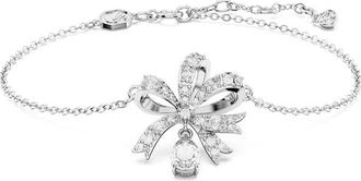 Swarovski Bracelet Volta, noeud blanc, en métal rhodié