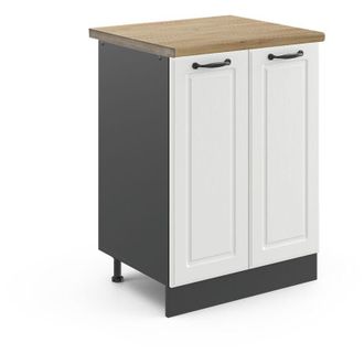 Vicco Meuble bas de cuisine R-Line, Blanc campagne, 60 cm, pt Ch&ecirc;ne