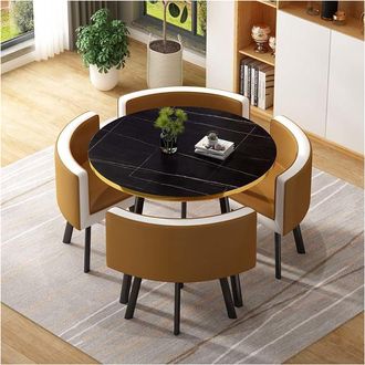 Generic Modernes Tisch- und Stuhlset, 5-teiliger Bartisch und 4 Stuhlset, runder Konferenztisch, hohe Tragf&auml;higkeit, for Caf&eacute;, B&uuml;ro und Wohnzimmer( 19)