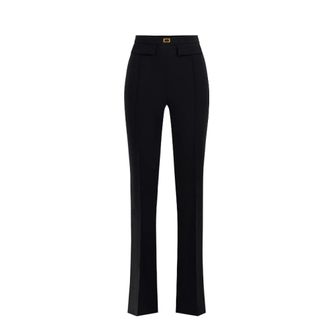 Elisabetta Franchi Schwarze Stretch Cr&ecirc;pe Slim Fit Hose - - Trousers - Damen - Schwarzk - XS