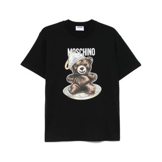 Moschino Schwarzes T-Shirt mit Rundhalsausschnitt - - Tops - Damen - Schwarzk - S