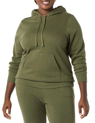 Amazon Essentials Damen Fleece-Kapuzenpullover in normaler Passform (in Übergröße erhältlich), Olivgrün, XXL