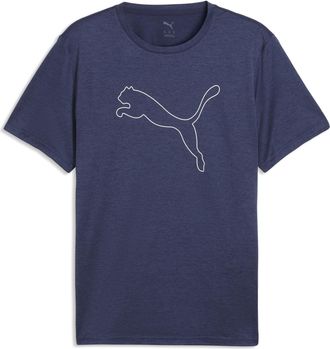 Puma TAD ESSENTIALS Meliertes T-Shirt mit Cat Logo Herren, Kleidung, Blau, 3XL