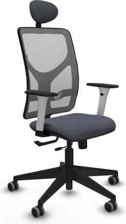 Piqueras y Crespo B&uuml;rostuhl mit Rollen und wei&szlig;en und schwarzen Armlehnen, h&ouml;henverstellbare Lendenwirbelst&uuml;tze und festes Kopfteil, ausgestattet mit Syncro/Traslack. G