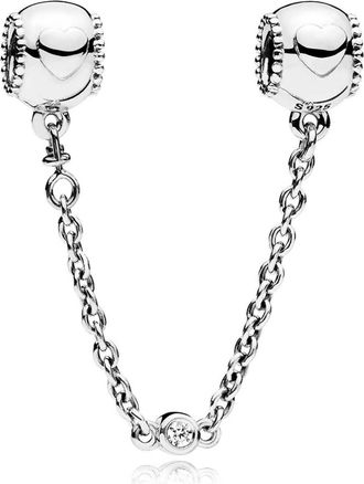 Pandora Moments Geprägte Herzen Komfortkette Sterling Silber, Cubic Zirkonia 796457CZ-05
