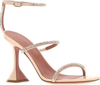 Amina Muaddi Womens Skin Pink Leather Gilda Sandals Champagne Sandali