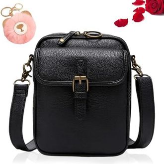 Generic Sac &agrave; bandouli&egrave;re, petit sac &agrave; bandouli&egrave;re vintage avec emplacements pour cartes, Noir, 16*7*20cm (6.3*2.75*7.87inches)