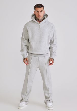Siksilk Herren Grau meliert &frac14;-Zip Hoodie und Jogginghose Set XXL