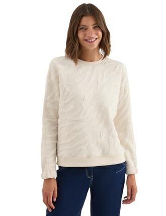 Cecil 3017054 Sweat-Shirt &agrave; Motif structur&eacute;, Beige Clair, M Femme