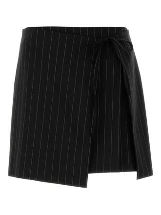 Sportmax embroidered pinstripe-pattern mini skirt - Schwarz