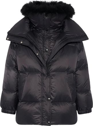 Yves Salomon doudoune à bords lainés - Noir