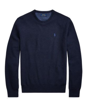 Ralph Lauren Leichter Rundhalspullover in Perlstrick mit Poloreiter-Stickerei in